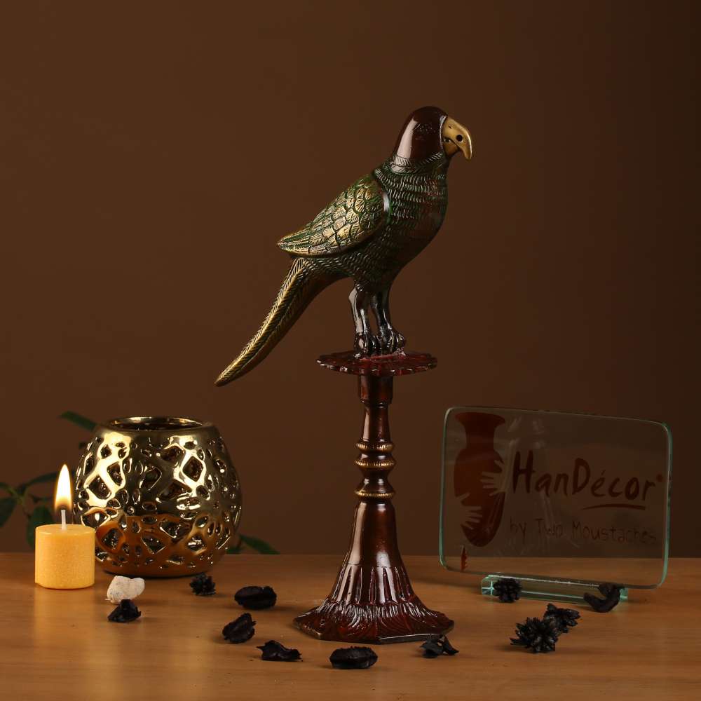 Buy Parrot on Stand Showpiece Brass Showpiece Online at Best Price